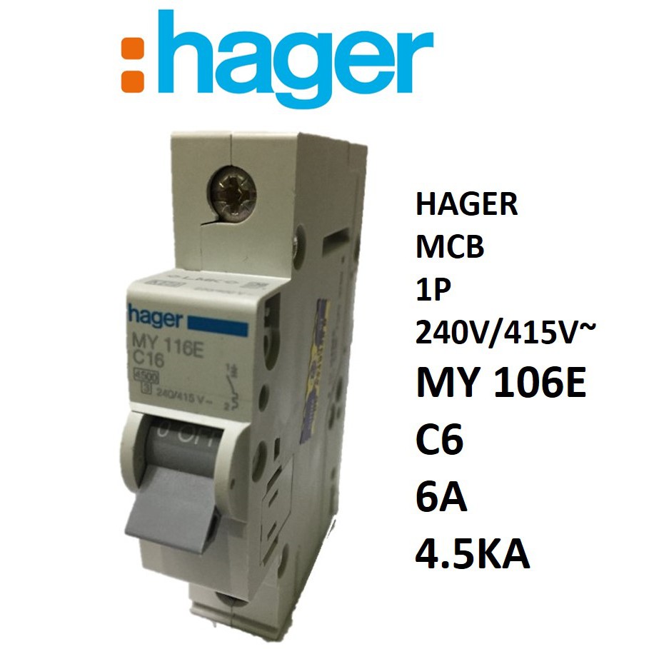 MCB Hager 1P 6A 4.5kA 240V/415V Miniature Circuit Breaker | Shopee Malaysia