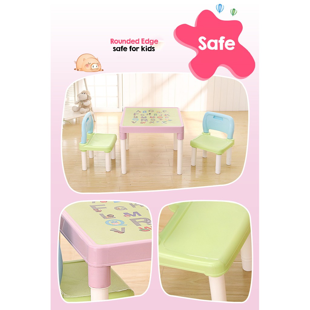 3 in 1 Kids Learning Table and Chair Set Studying ABC Desk- Set Meja ...