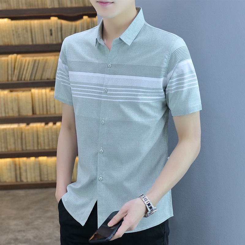 Baju kasual 🔥Ready stock！🔥 kemeja lelaki Checked Shirt Men's Short ...