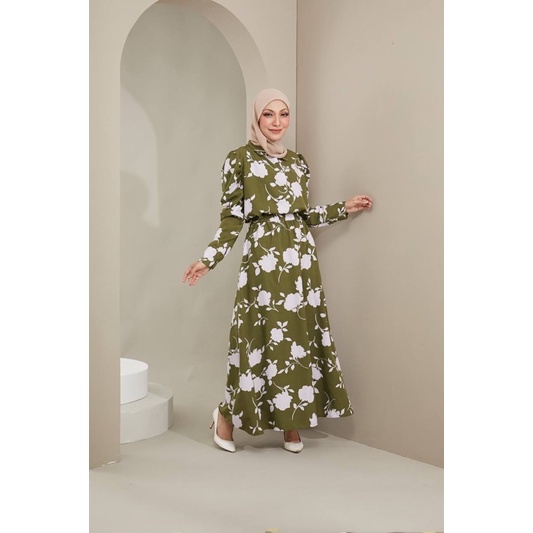 Dress Polkadot Set Skirt Pleated Puffy Flare Ruffle Ropol Kembang Pink ...