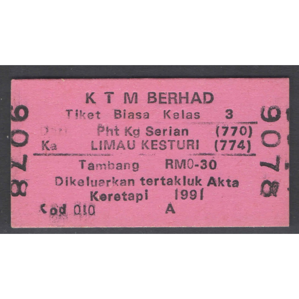 Edmonson Older Vintage Railway Ticket Keretapi KTMB New Select Your Own ...