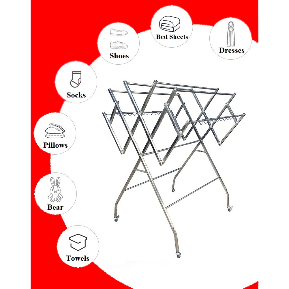 Ampaian Baju Penyidai Clothes Drying Rack Hanger Stainless Steel ...