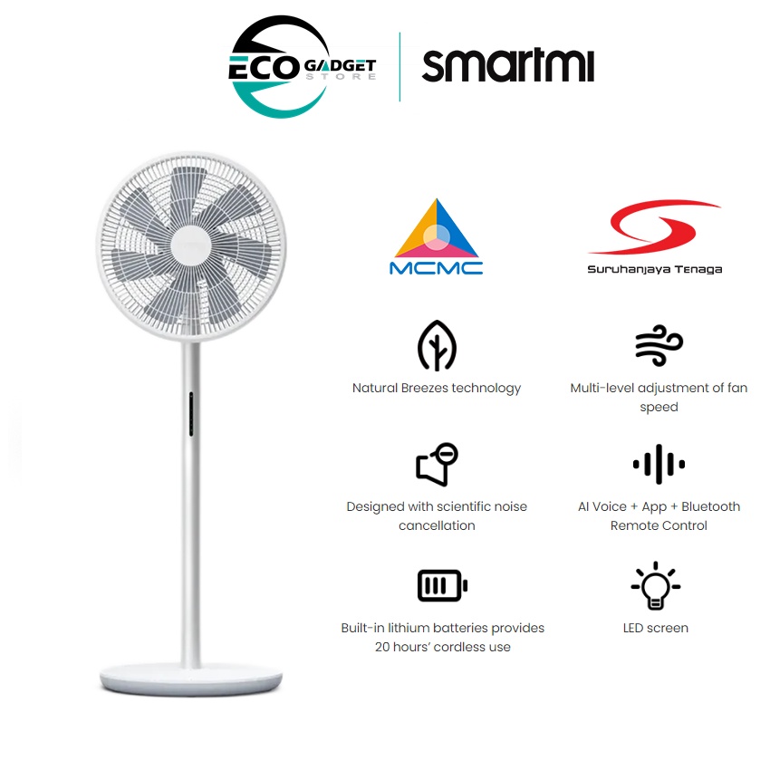 Smartmi Standing Fan 3 - Dynamic Technology for Natural Wind | Up to 20 ...
