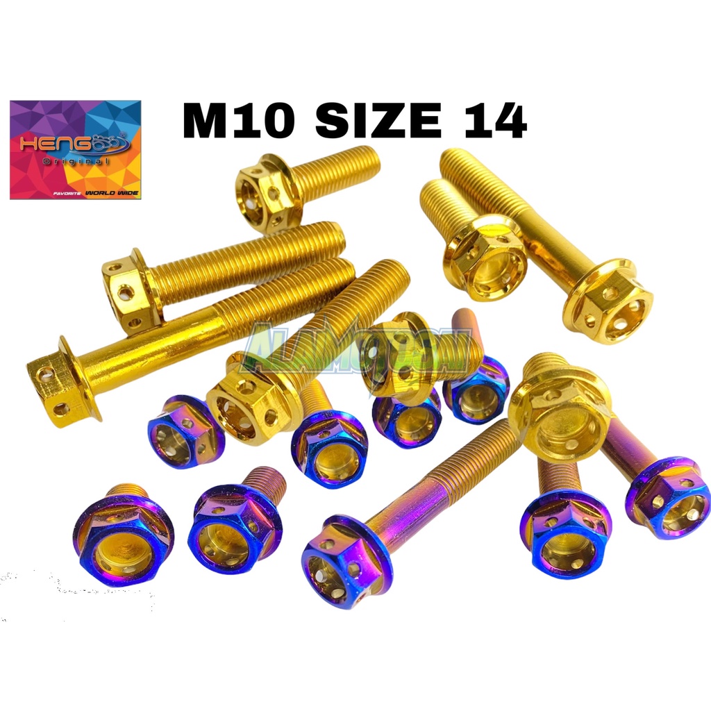 🇹🇭SCREW 14 TITANIUM/GOLD🇹🇭 SIZE 14 (10mm) BY HENG THAILAND m10 | Shopee ...