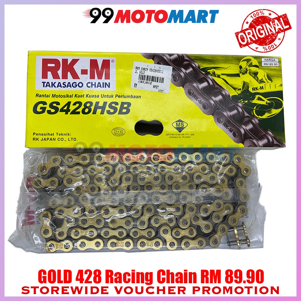 RKM 428 Chain Gold GS 428 HSB X 122L 132L Rantai RKM GS428HSB LC135 ...