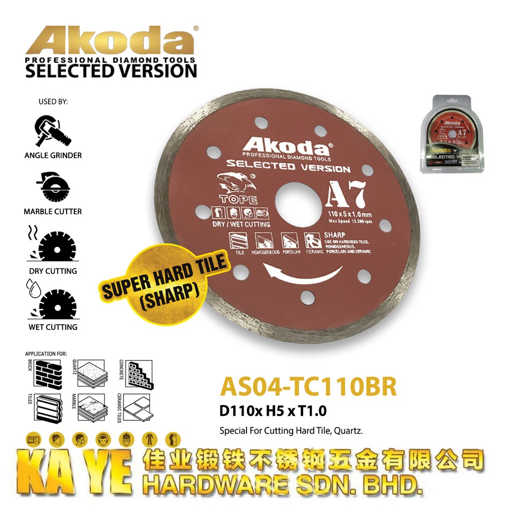 Akoda Selected Version AS04-TC110BR Diamond Cutting Blade Disc 4" (A7 ...