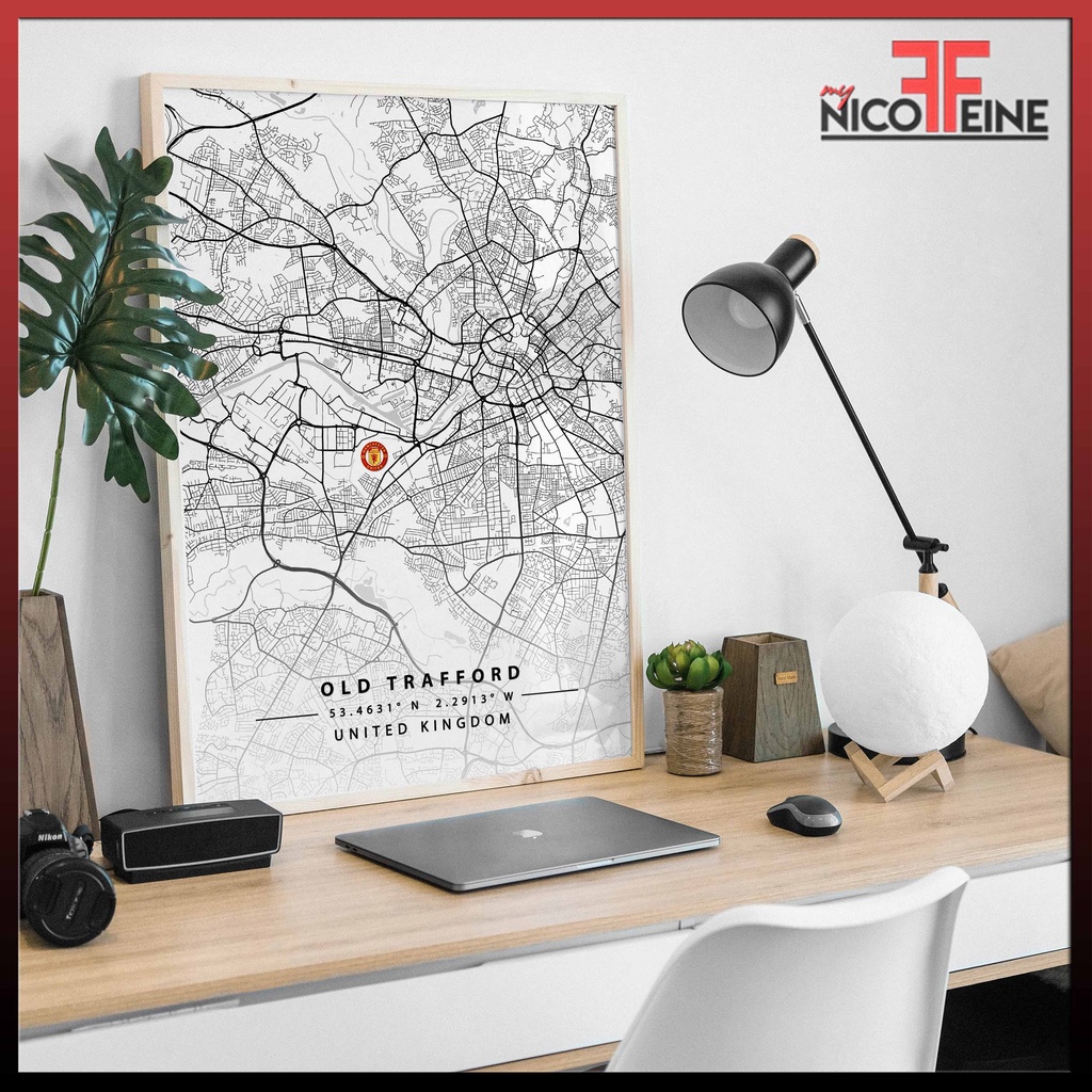 [Poster Only] Old Trafford Manchester United Minimal City Map Art Black ...