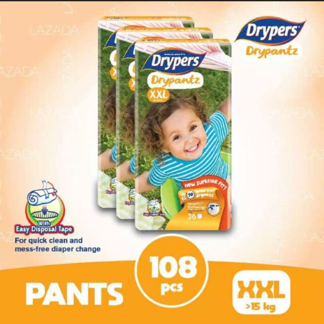 PROMOSI!! DRYPERS Drypantz XXL36 x 3packs (108pcs) | Shopee Malaysia