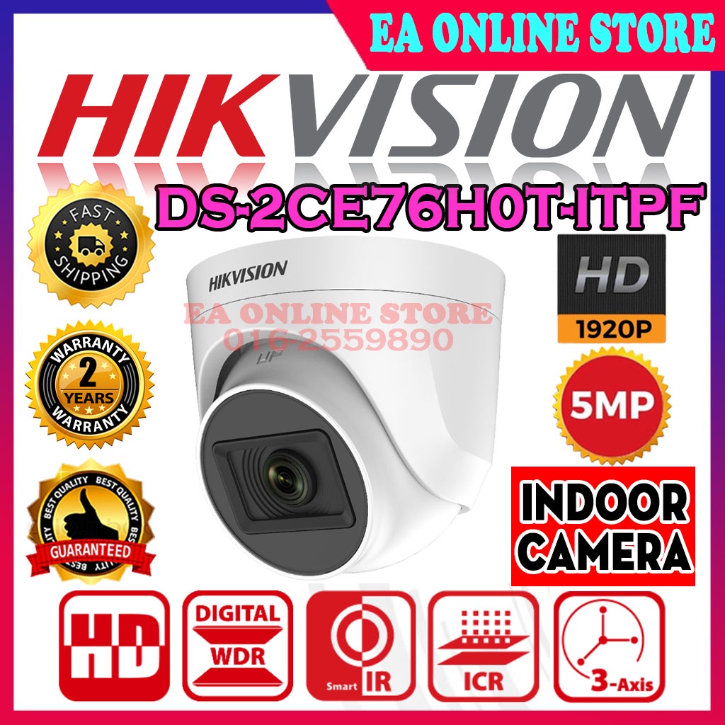 HIKVISION 5.0MP Full HD INDOOR IR DOME TVI Camera 20M IR DISTANCE night vision view ds-2ce76HOT ...