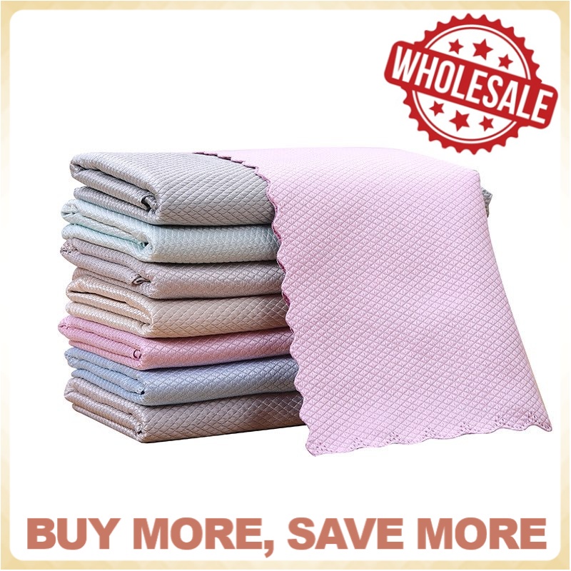[Ready Stock] Fish Scale Rag Thick Water Absorbent Wipe dish cloth ...