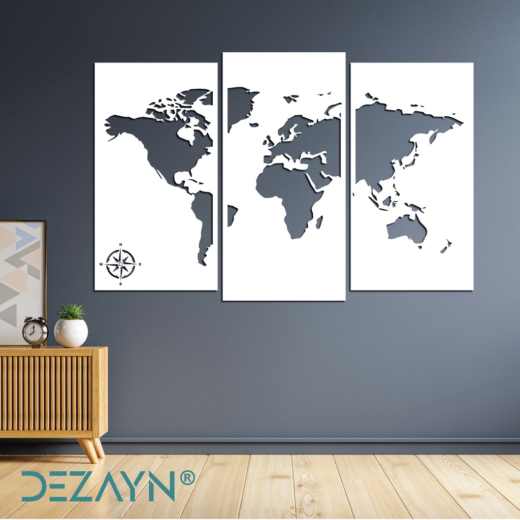 Dezayn MUJI Style World Map WM -1 3D Wall Decor 3D Wall Sign Home ...