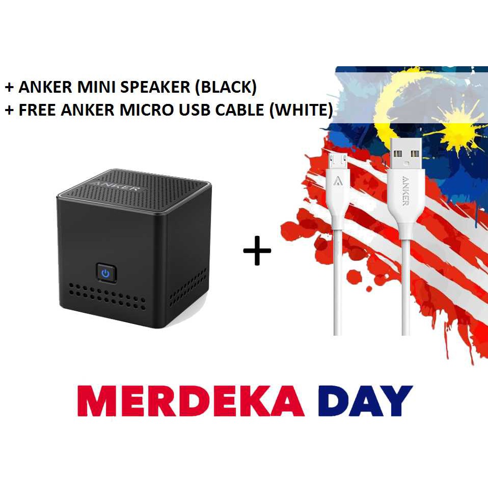 ANKER MINI SPEAKER (BLACK) + FREE ANKER MICRO USB CABLE 0.9M (WHITE ...