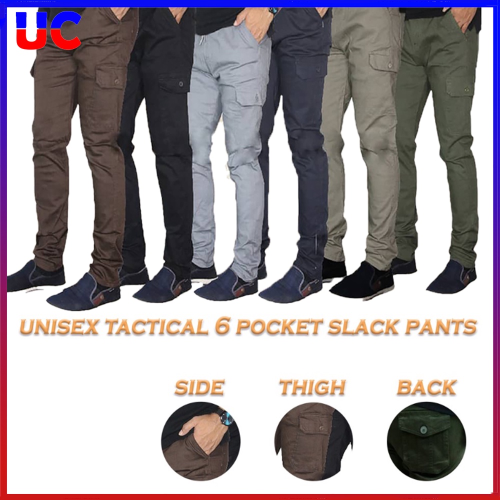 UNISEX SLACK PANTS 6 POCKETS ( PINGGANG GETAH ) | Shopee Malaysia