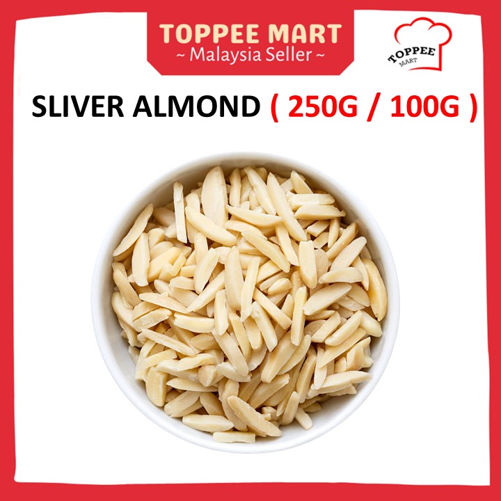 SLIVERED ALMOND 250g / 100g Almond Sliver Strip Badam Hiris Panjang ...