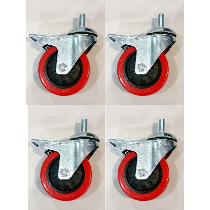 🔧PIPE & JOINT 🔩3" BSW 1/2" THREAD RED PU CASTER WHEEL | Shopee Malaysia