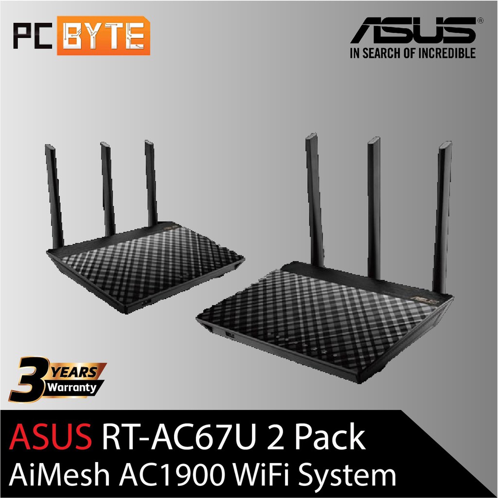 ASUS AiMesh AC1900 WiFi System RT-AC67U Routers (2 Pack) | Shopee Malaysia