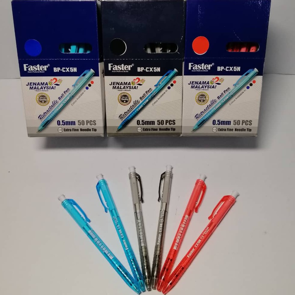 【1BOX=50PCS ! ! !】Faster CX5N Retractable Ball Pen 0.5mm (BP-CX5N ...