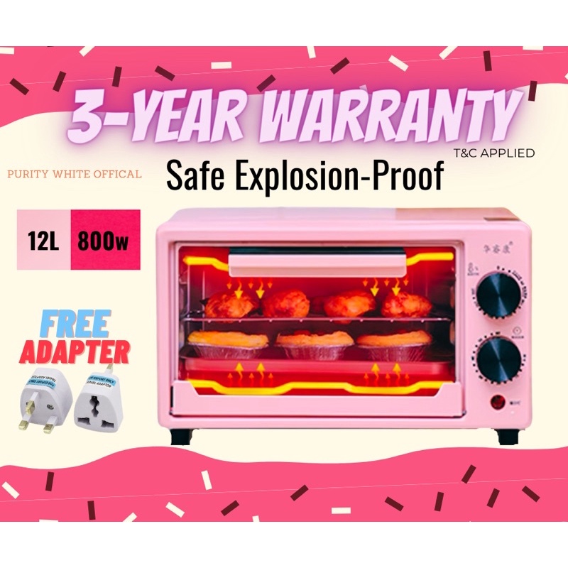ELECTRIC PINK OVEN 12L HOUSEHOLD OVEN 800W HIGH POWER OVEN ‼️ | Shopee ...