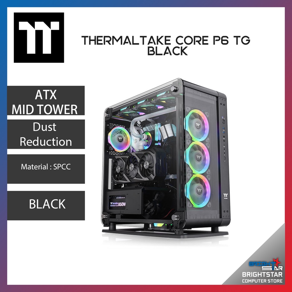 THERMALTAKE CORE P6 TG PC CASE - BLACK / WHITE - ATX | Shopee Malaysia