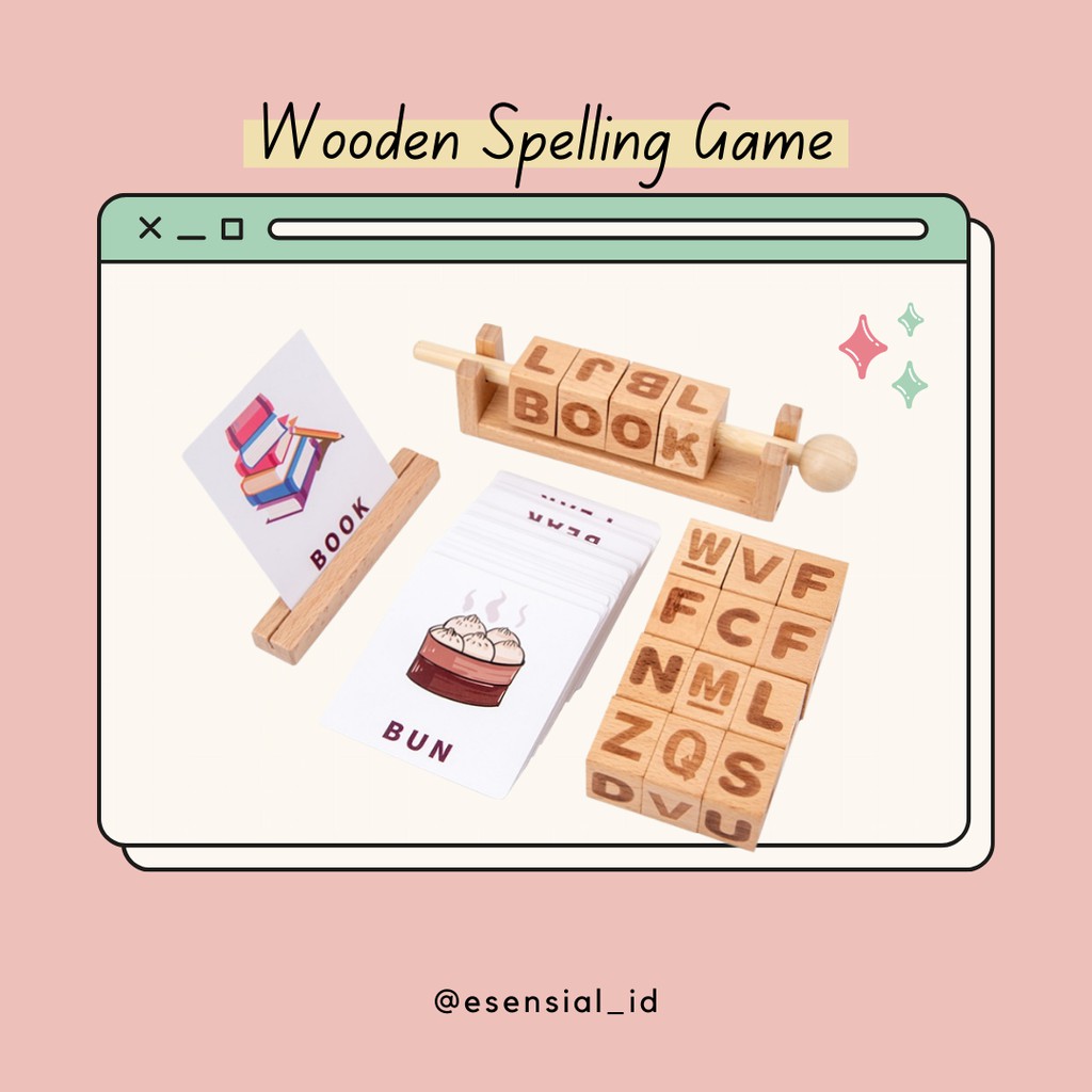 Wooden Spelling Game Block - Wooden Learning Spelling - Alphabet ...