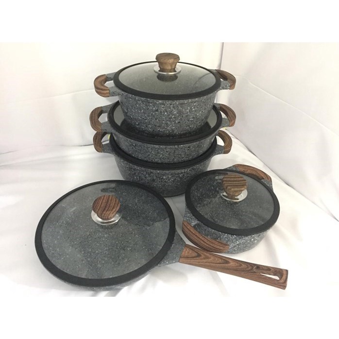 [JJP] k&i GERMANY/ 10pcs Full lid GRANITE LINE Cookware/ Pot Set ...