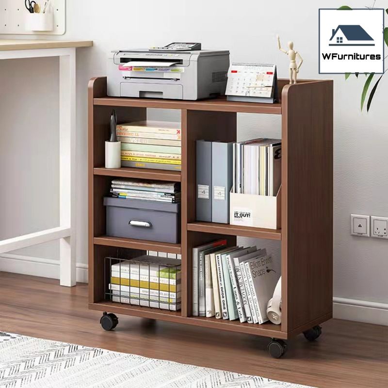Movable File Storage Bookshelf Multi-functional Bookcase Cabinet with ...