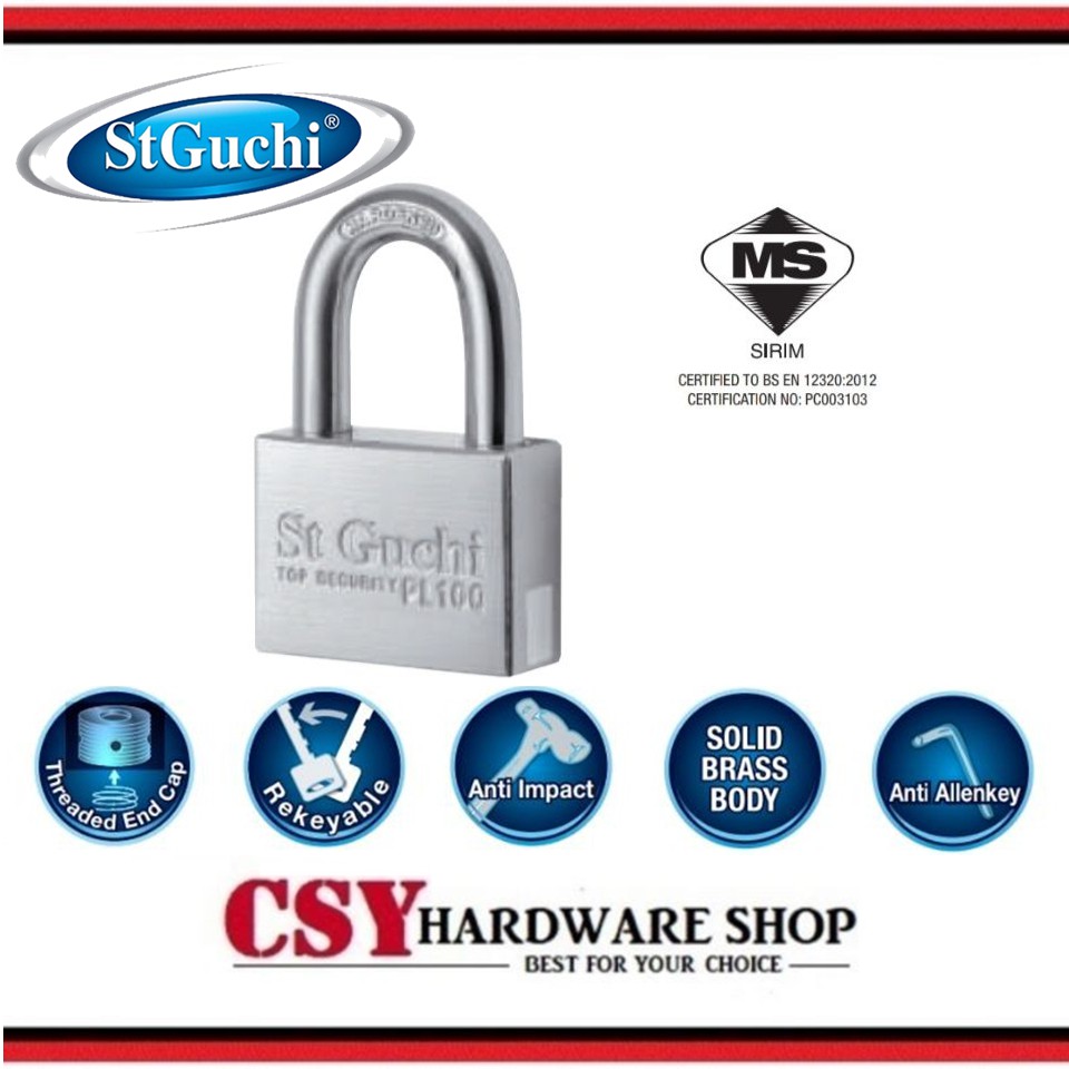ST GUCHI SGPL-100N Padlock 50mm / Mangga Rumah | Shopee Malaysia