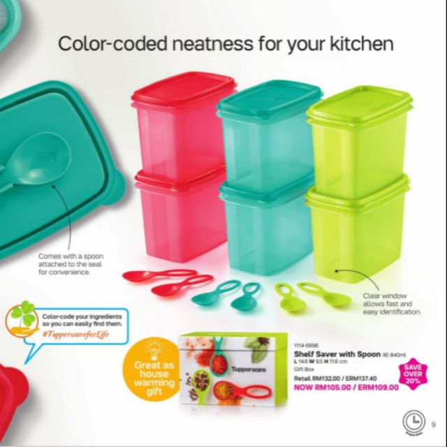 Original Tupperware Shelf Saver With Spoon 840ml (1pcs) | Shopee Malaysia