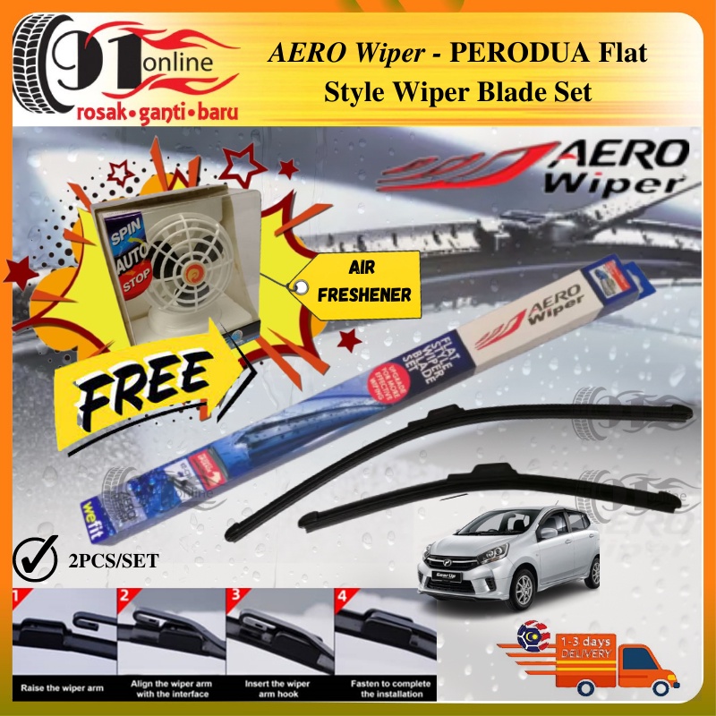 AERO Wiper PERODUA AXIA Flat Style Wiper Blade Set | Shopee Malaysia