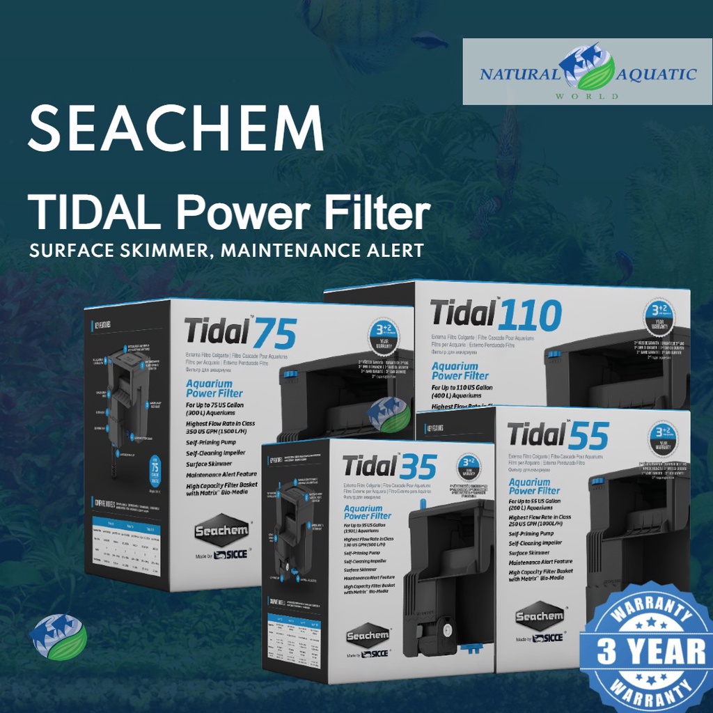 SEACHEM Tidal Power Filters (T35, T55, T75, T110) Hang on Filter ...