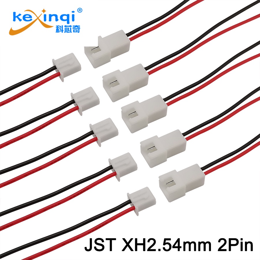 10Pairs/20Pcs JST XH 2.54mm 2Pin Plug Jack Wire Cable Connector JST XH2.54 Pitch 2.54mm 2P Male ...