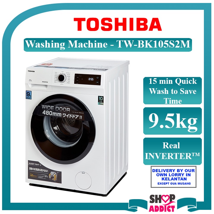 Toshiba 9.5kg Mesin Basuh Inverter Front Load Washing Machine TW-BK105S2M with 16 Programs ...
