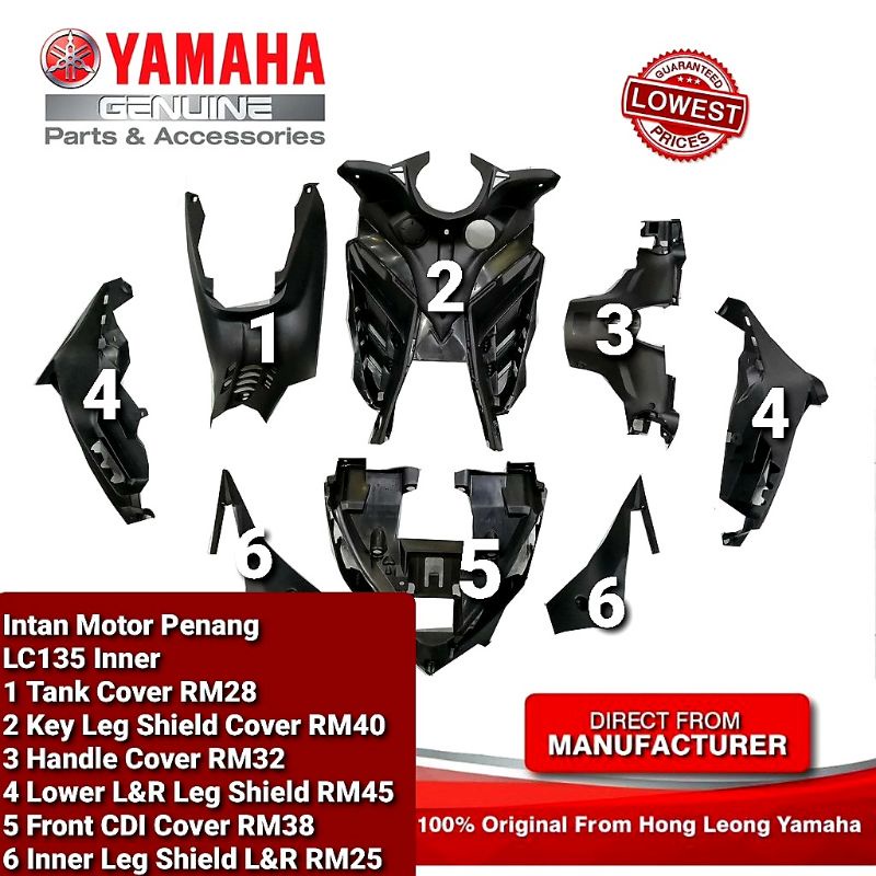 100% Original HLY Yamaha LC135 V2 - V7 Inner Set Tank Cover, Handle Cover, Lower Cover, Front ...