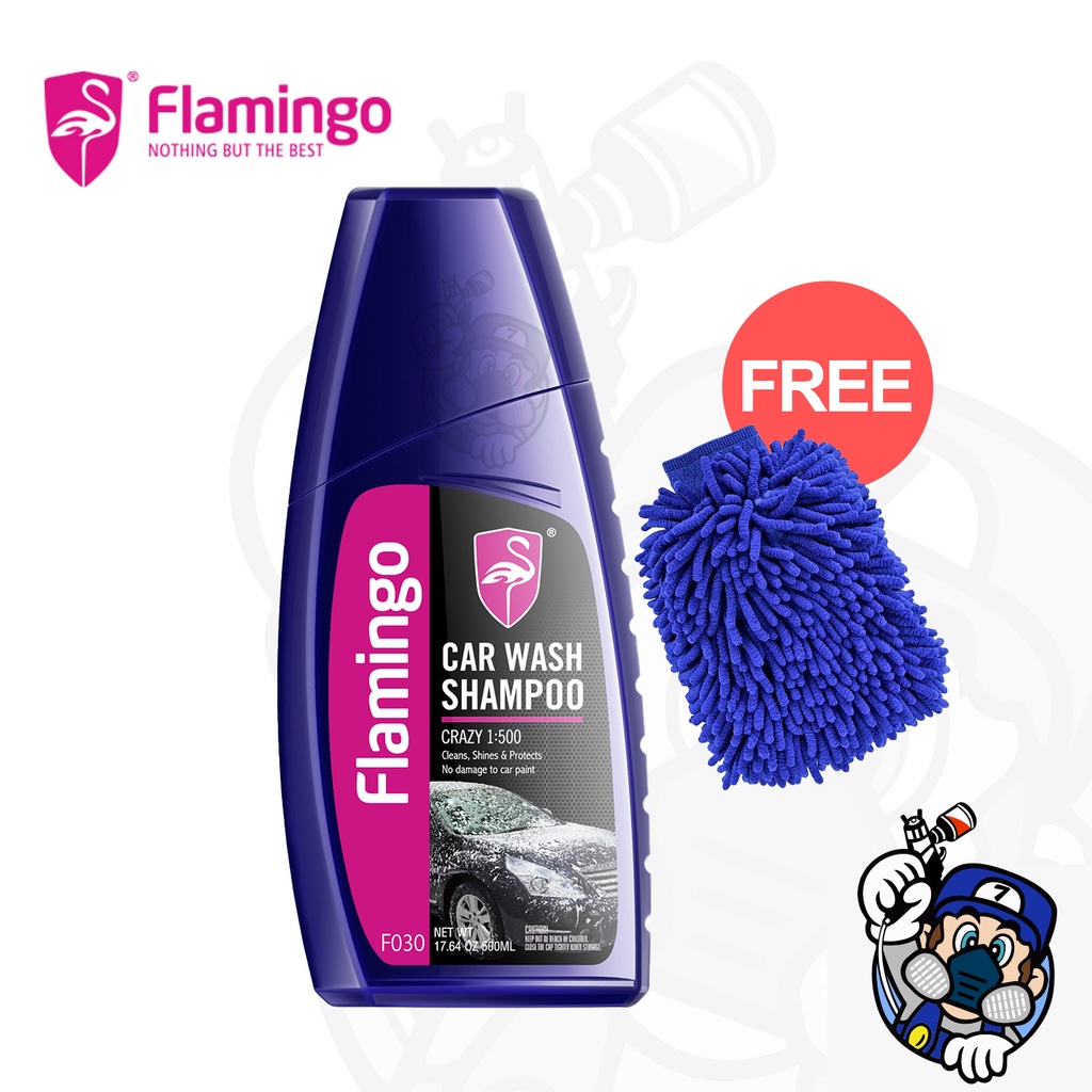 FLAMINGO Car Wash Shampoo (500ml) - Free Microfiber Wash Mitt (Limited ...