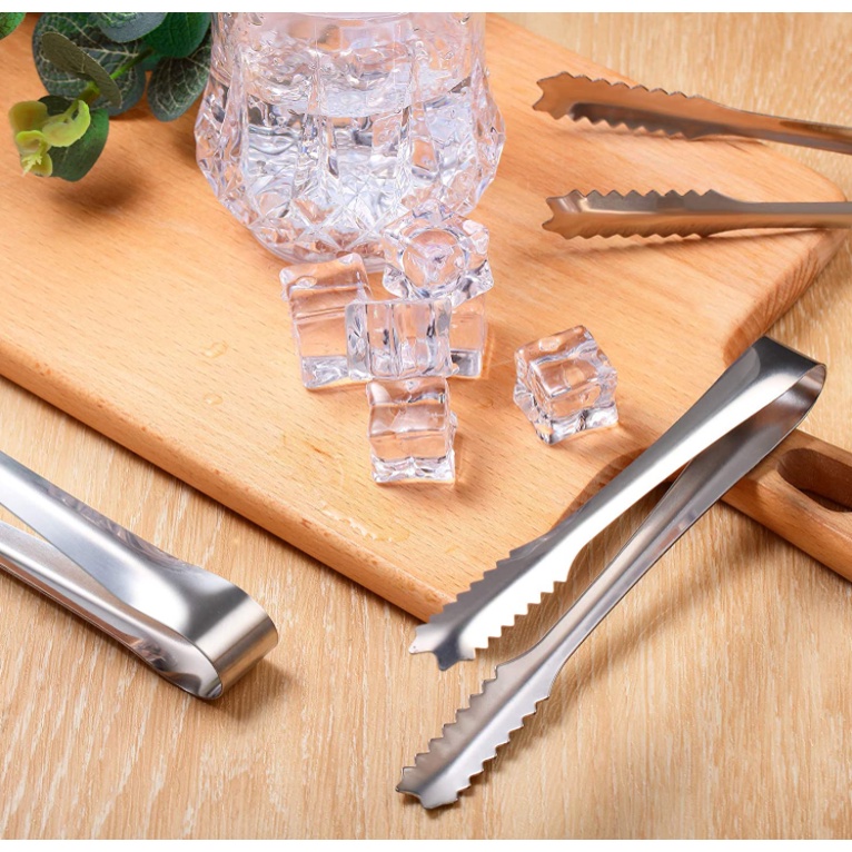 1pc Stainless steel Tongs Food Clip Bread Barbecue Clipper Ice Cubes ...