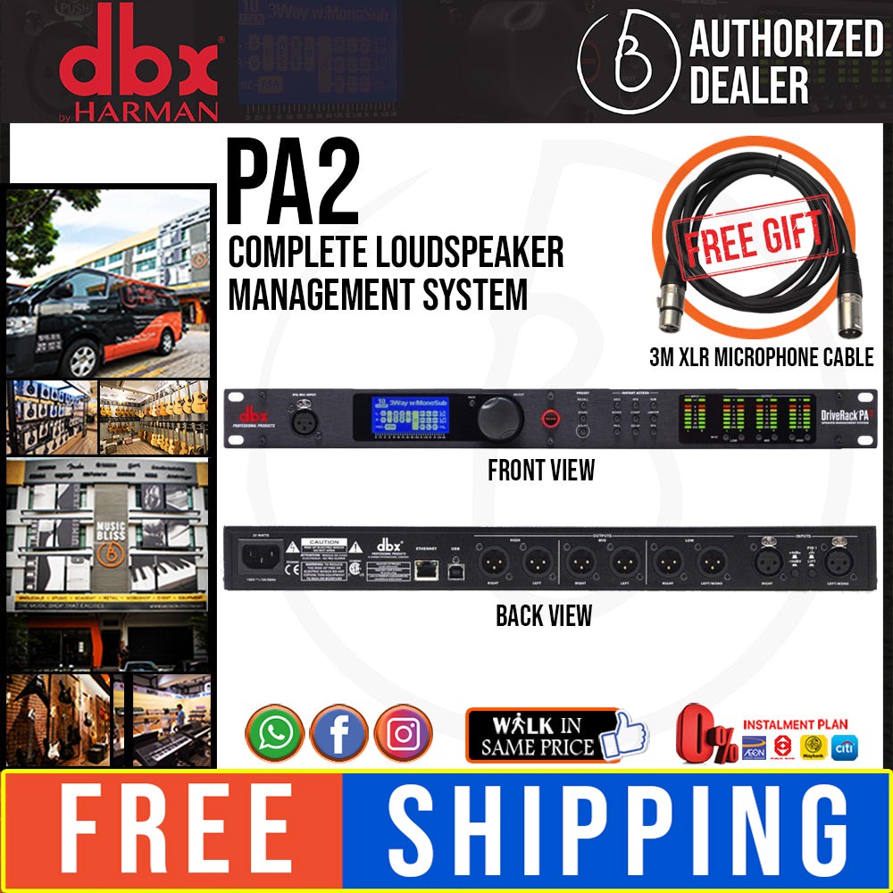 dbx Driverack PA2 Complete Loudspeaker Management System with FREE XLR Microphone Cable | Shopee ...