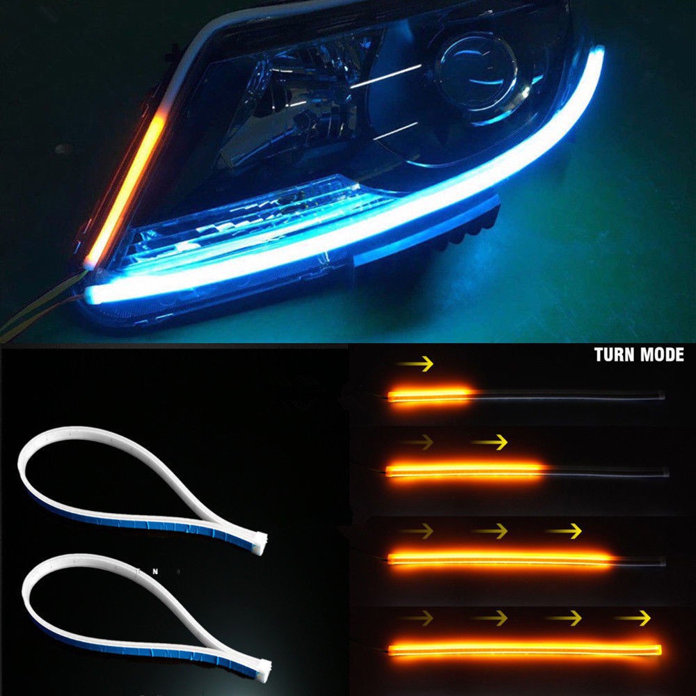 2pcs Flexible Car LED Dual Color DRL Daytime Running Lights Motorcycle ...