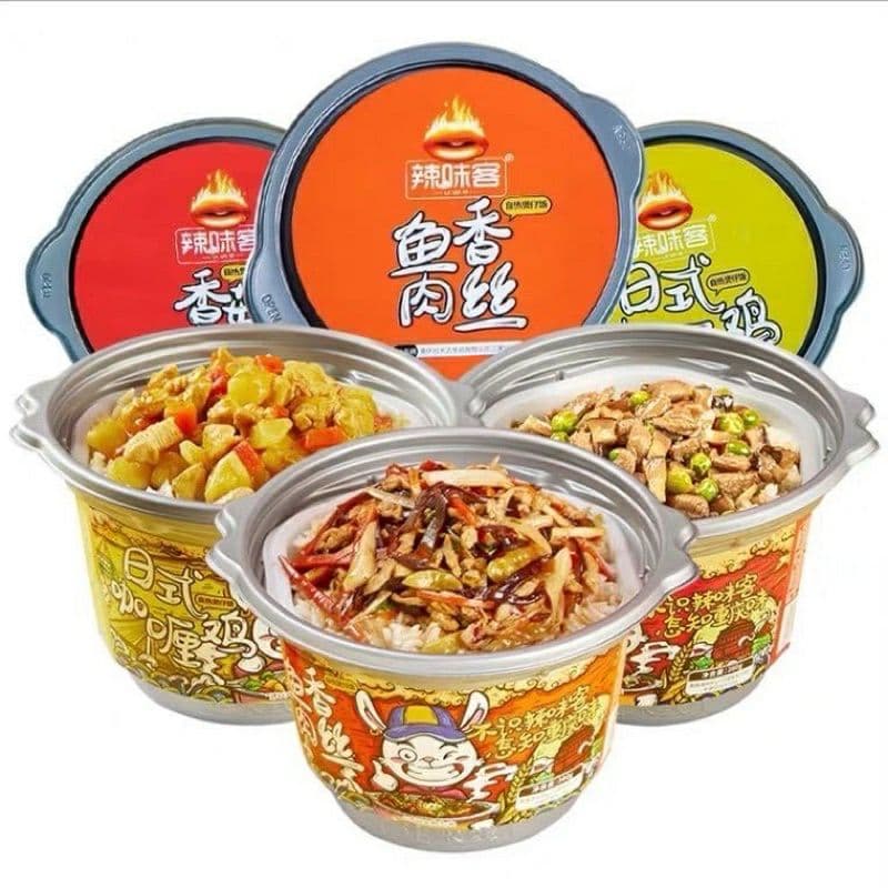 Rice Self-heating Rice-Claypot 辣味客 自热肉拌饭鱼香肉丝米饭网红食品小火锅速食煲仔饭 (1 set ...
