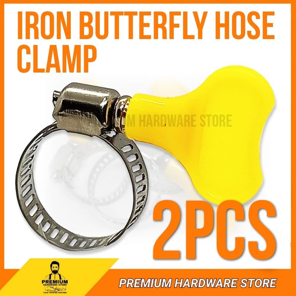2pcs Iron Butterfly Hose Clamp Clip Besi Paip Getah Kunci Pipe | Shopee ...