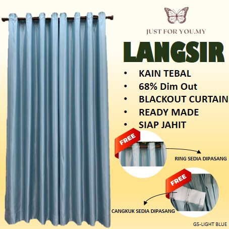 Langsir Kain Tebal Siap Jahit Blackout Ready Made Curtain ( Free ...