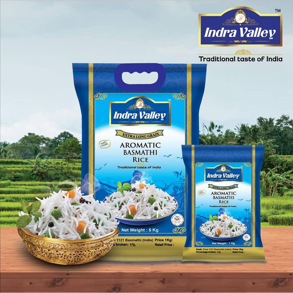 Indra Valley aromatic Basmathi Extra Long Grain (1 KG Pack) | Shopee ...