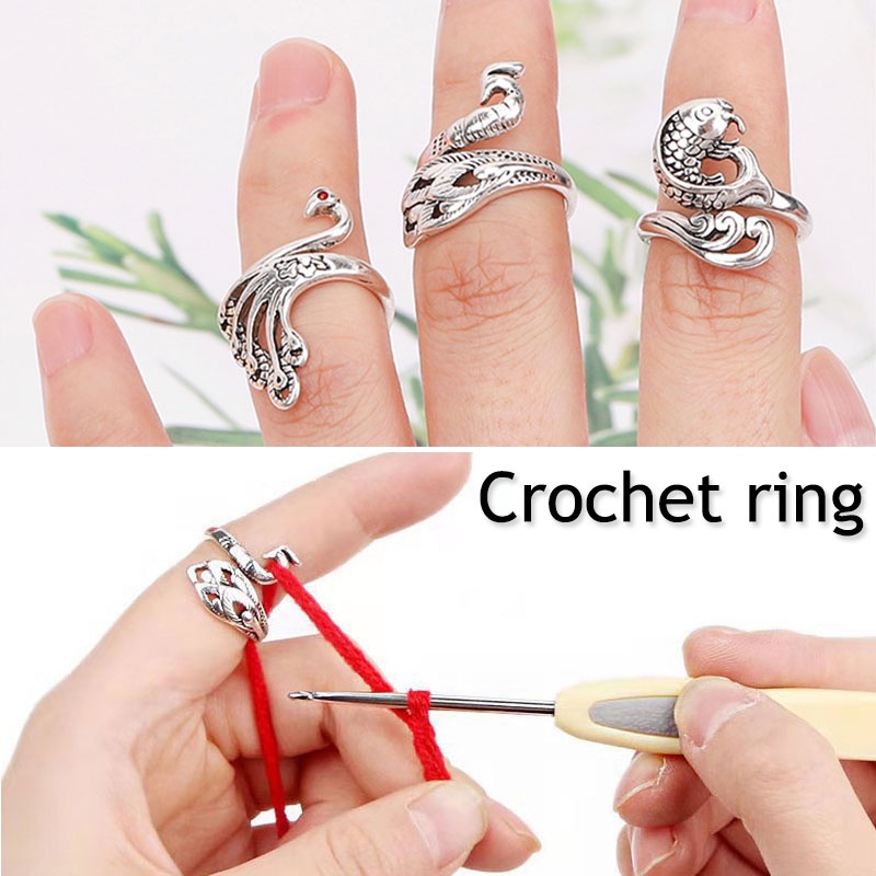 AILICEGO Sewing Supplies Adjustable Crochet Rings With Thread Artifacts ...