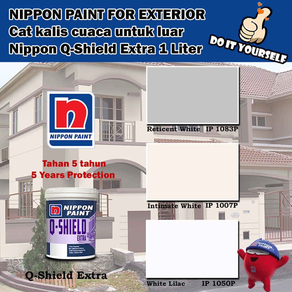 Nippon Paint Q-Shield Extra Exterior Collection 1 Liter Reticent White ...
