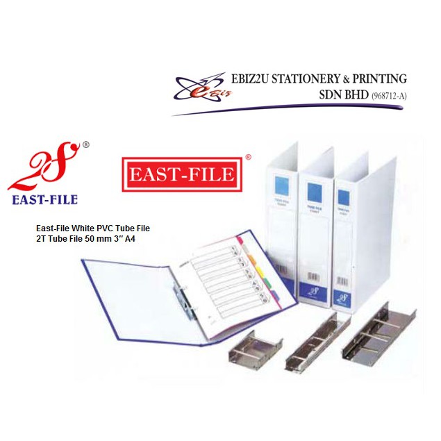 East-File White PVC Tube File 2T Tube File 50 mm 3″ A4 - 500 sheets ...