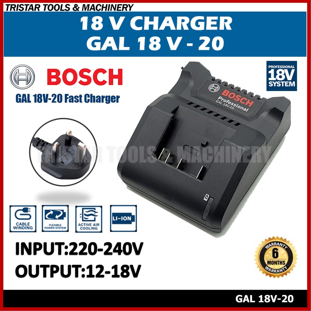 Bosch Professional 18V Charger Fast Charge GAL 18V-20 Li-ion Bosch ...