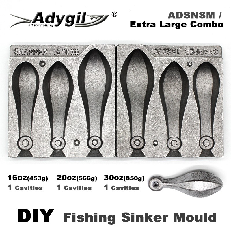 Adygil DIY Fishing Snapper Sinker Mold ADSNSM/Extra Large Combo Snapper ...