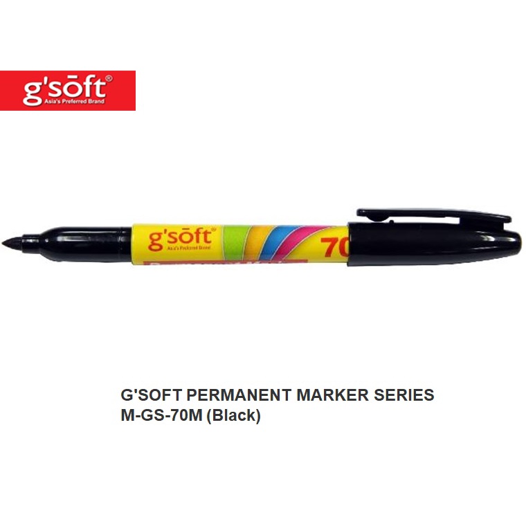 G'SOFT PERMANENT MARKER SERIES M-GS-70M MARKER PEN (12 Pcs) | Shopee ...