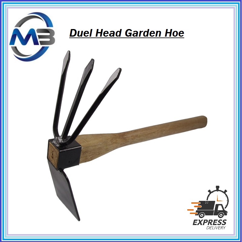 Dual Headed Hoe Cultivator Combo Wood Handle Tool Gardening | Shopee ...