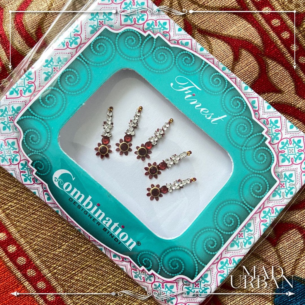 Fancy Indian Goburam Design Sticker Pottu Gold & Color Stones Indian ...