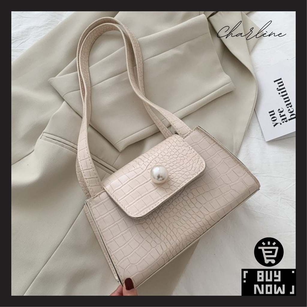 CHARLÈNE Premium Crocodile-Patterned Shoulder Bag Beg Sandang Tepi ...